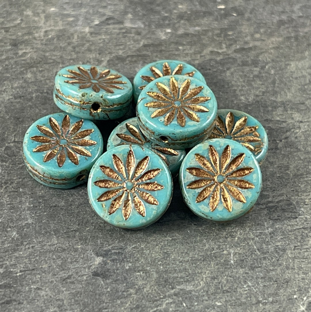 Turquoise Coin Bead 12mm Turquoise Blue Picasso Button Beads With ...