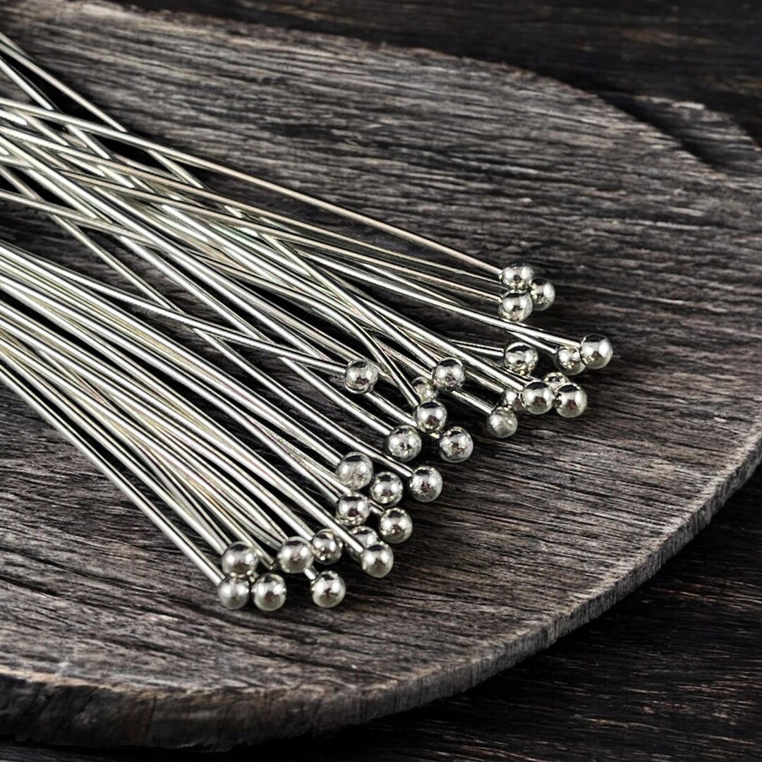 Antiqued Silver Ball Headpins ~ 2 1/4" 22g Ball Headpins ~ Platinum ...