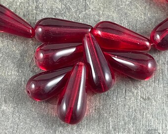 Red Teardrop Beads - Etsy
