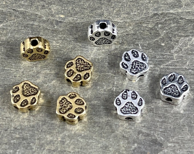 Paw Print Bead Tierracast Beads Metal Bead With Paw Print Tierracast ...