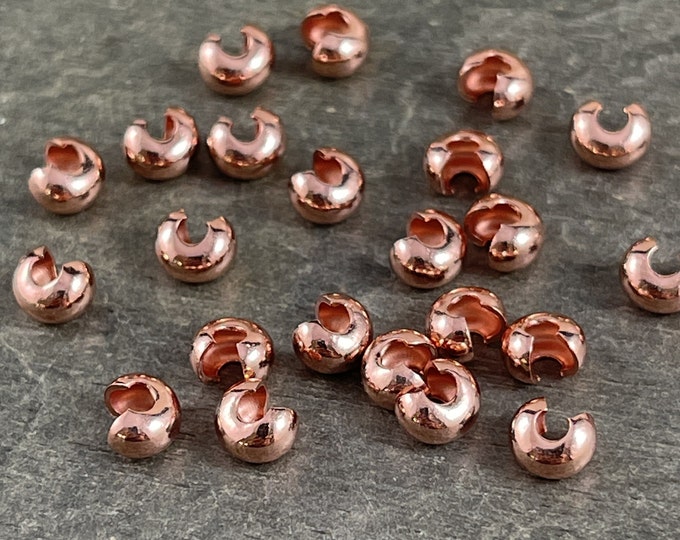 4mm Copper Crimp Bead Cover Copper Crimp Bead Cover 4mm Crimp Cover ...