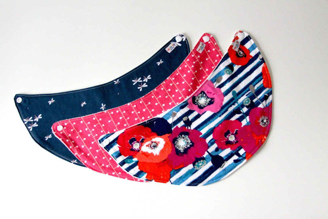 Baby Drool Bib. Pink Linear Dots. Dribble Bib. Bandana Bib. | Etsy