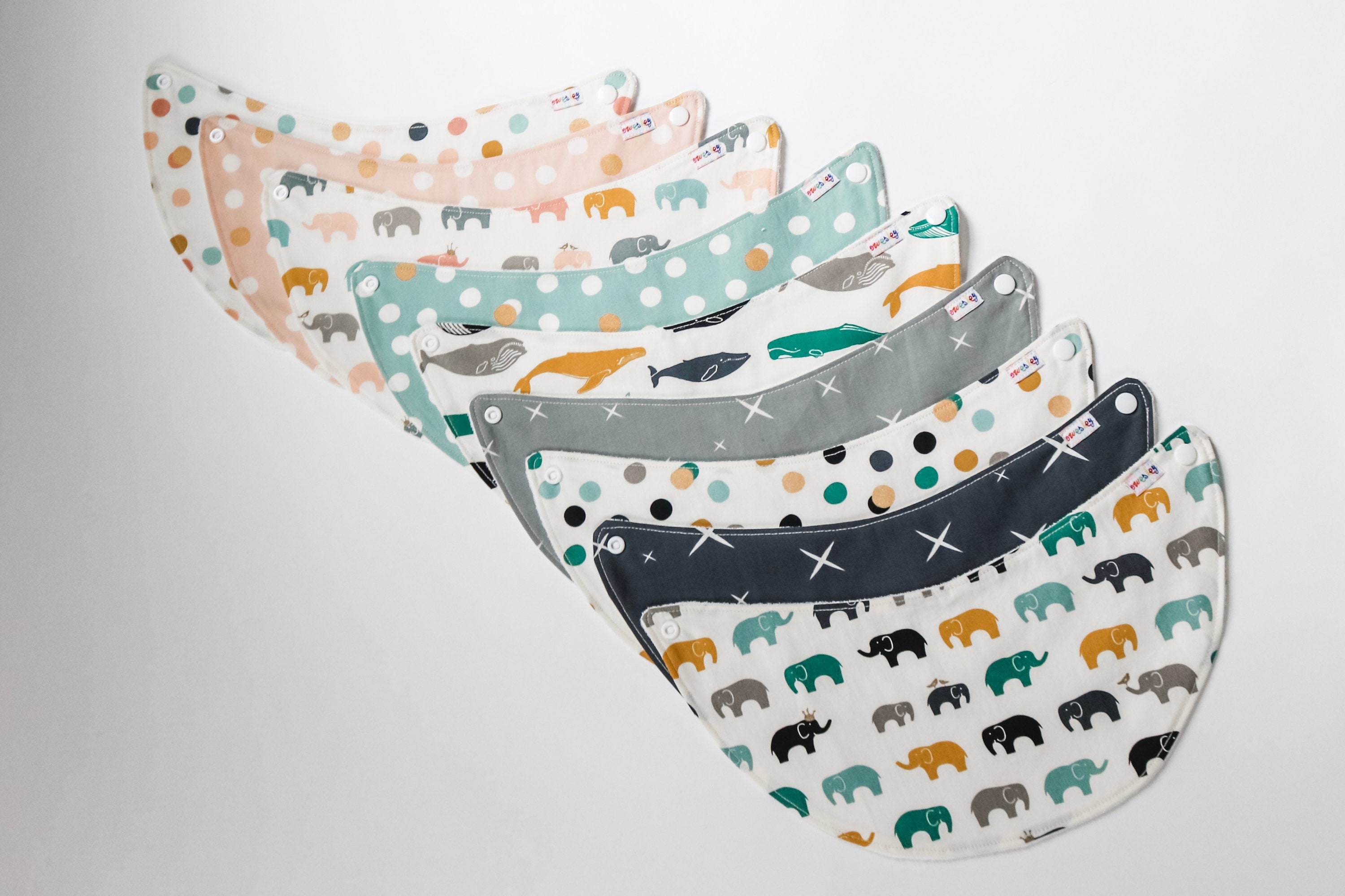 Organic Baby Drool Bib, Blue Elephants, Organic Baby Bib, Organic Bibs ...