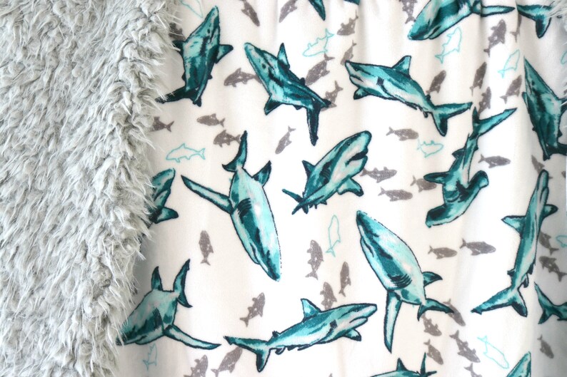 Dream Blanket. Minky Baby Blanket. Faux Fur Throw. Great White Shark ...