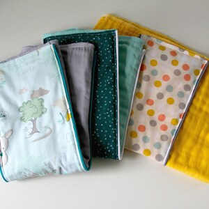 Baby Burp Cloth Set of 3, Furry Tales Bunnies and Dots, Hand Dyed Burp ...