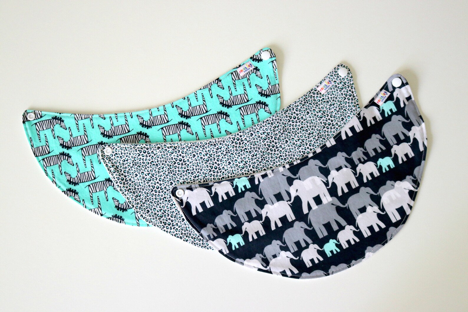 Baby Drool Bib, Aqua Gray Elephant Herd, Dribble Bib Bandana Bib ...