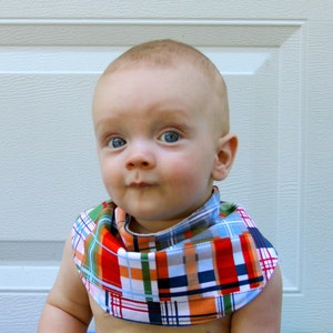 Baby Drool Bib. Colorful Madras Plaid. Dribble Bib. Bandana Bib ...