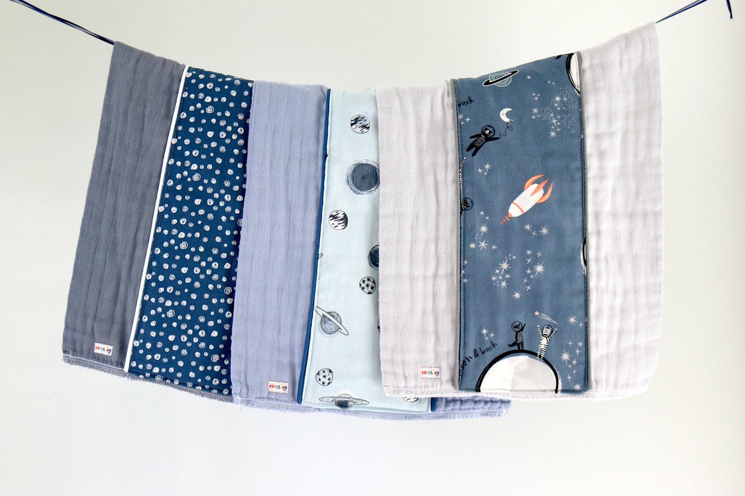 Baby Burp Cloth Set of 3, Space Friends, Hand Dyed Burp Cloths, Baby ...