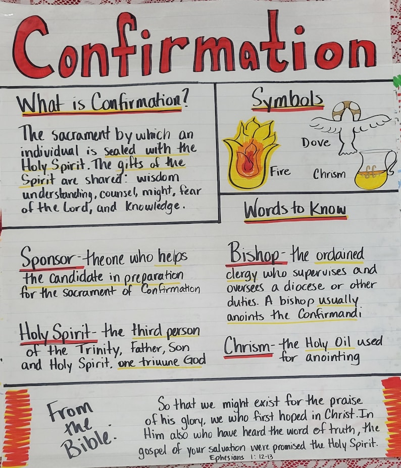 Catholic Sacraments Anchor Chart: Confirmation - Etsy