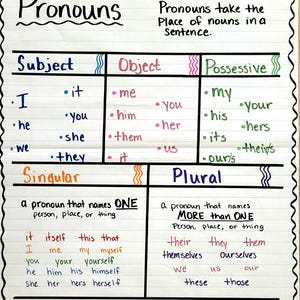 Pronouns Anchor Chart - Etsy