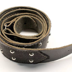 Black Leather Guitar Strap With Denim and Studs | Punk Rock Design ...