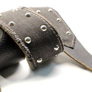Black Leather Guitar Strap With Denim and Studs | Punk Rock Design ...