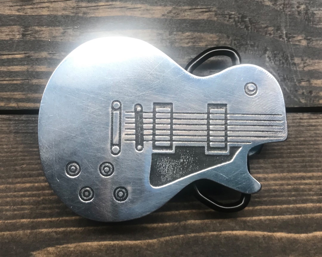 Les Paul Guitar Shape Belt Buckle Made of Polished Metal - the Perfect ...