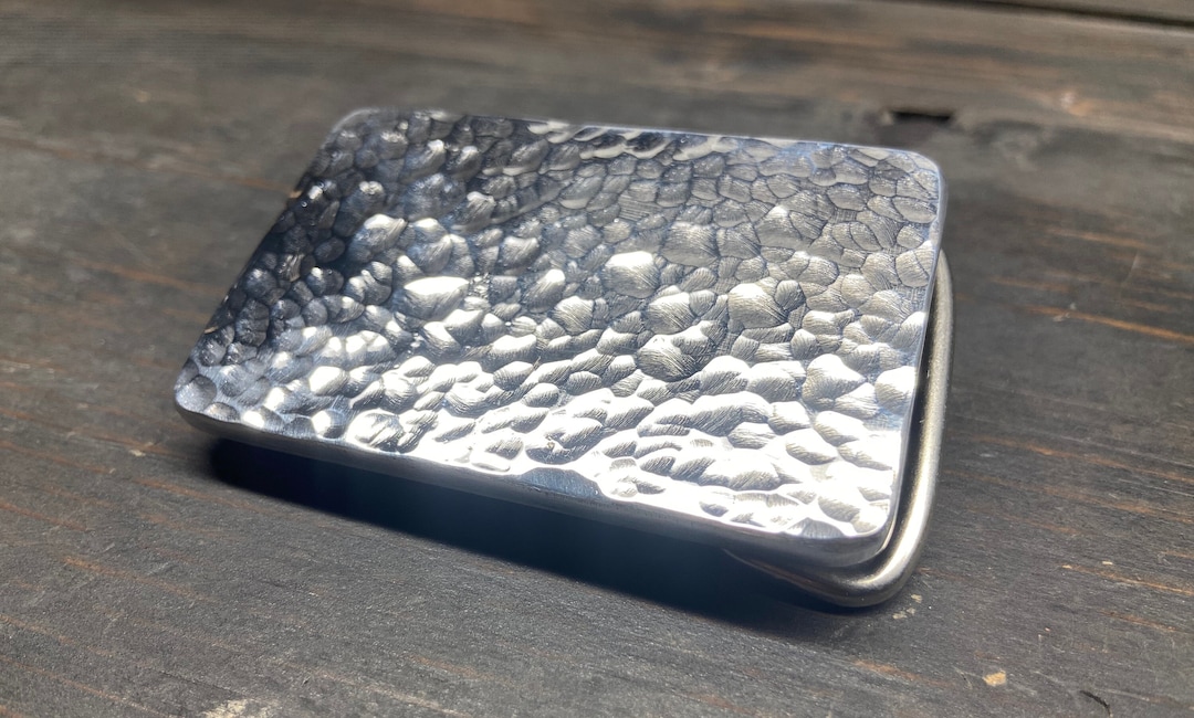 Custom Belt Buckle With Hammered Metal Surface, Rectangle Shape - Built ...