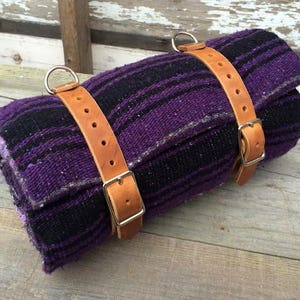 Motorcycle Bed or Jacket Roll Made With Black Leather Straps - Mexican ...