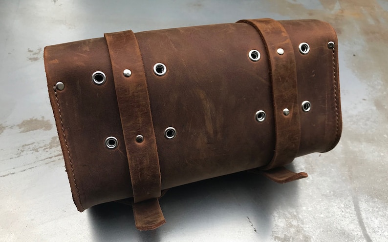 Custom Brown Leather Motorcycle Tool Bag Designed to Be the Perfect ...