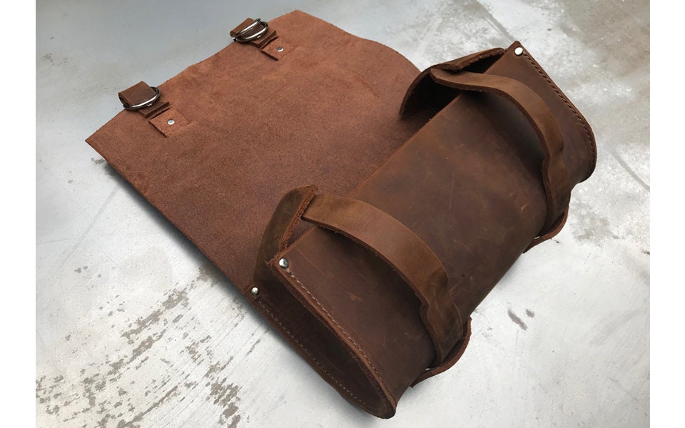 Custom Brown Leather Motorcycle Tool Bag Designed to Be the Perfect ...