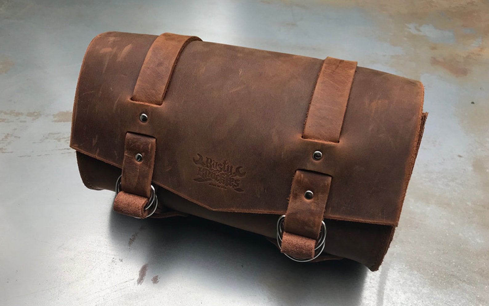 Custom Brown Leather Motorcycle Tool Bag Designed to Be the Perfect ...