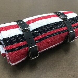 Motorcycle Bed or Jacket Roll Made With Black Leather Straps - Mexican ...