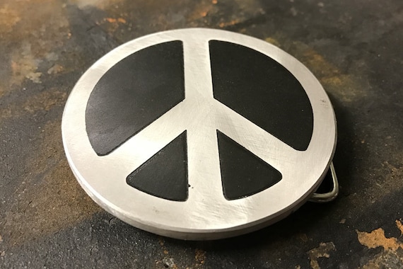 Peace Sign Custom Belt Buckle Etched Metal Belt Buckle with | Etsy