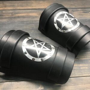 Leather Bracers With Etched Pentagram on Aluminum Plate Goth, Punk ...