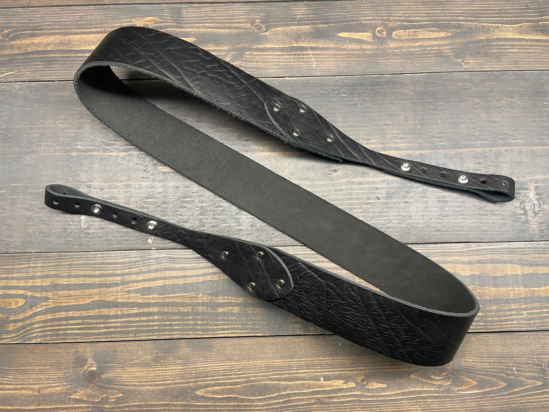 Textured Black Leather Banjo Strap for the Musician That Loves Country ...