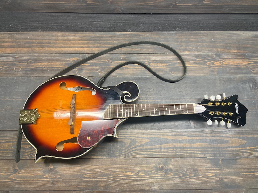F Style Mandolin Strap Made in Black Leather for Bluegrass, Americana ...