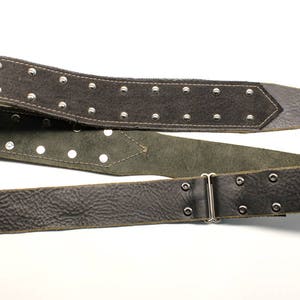 Black Leather Guitar Strap With Denim and Studs | Punk Rock Design ...