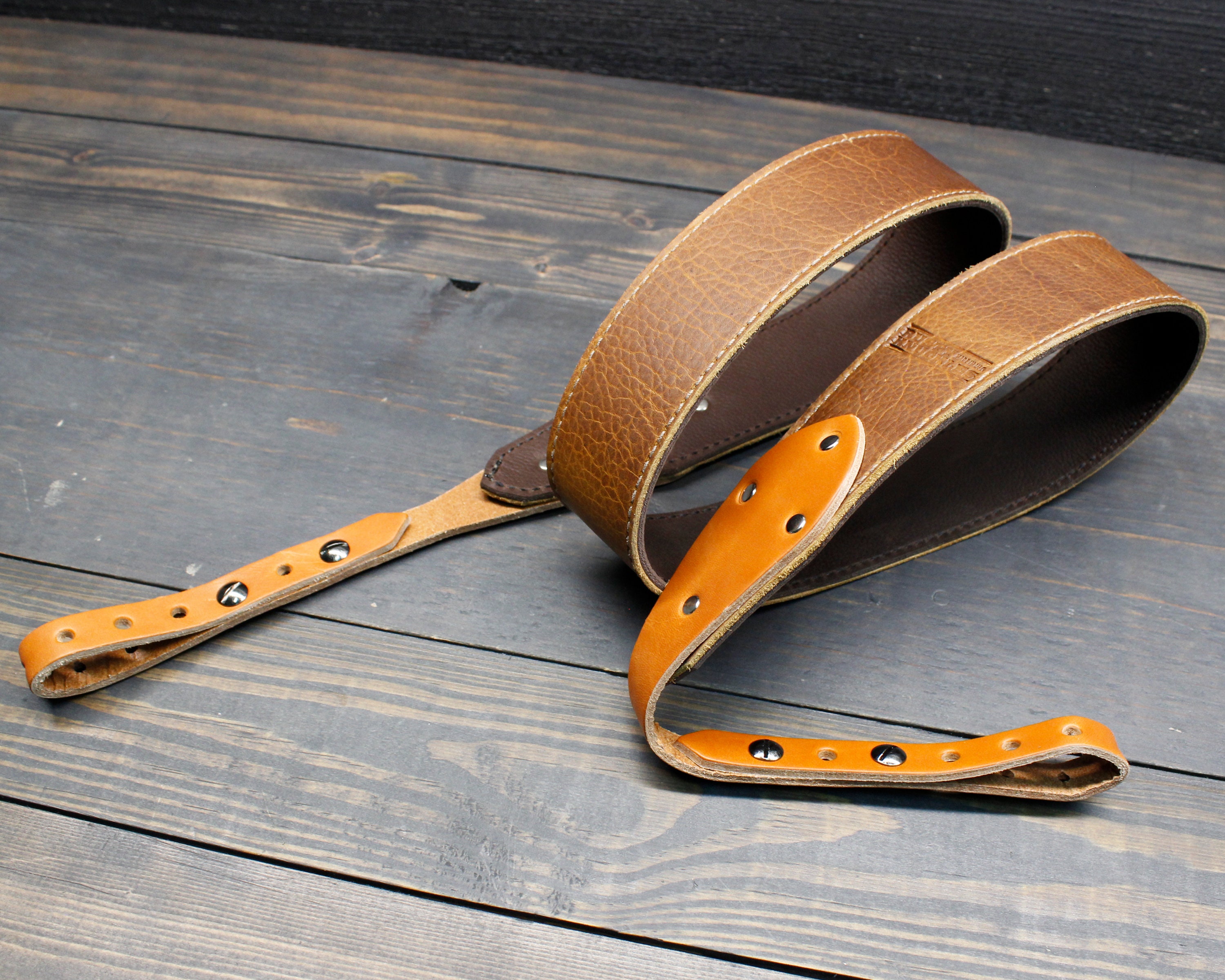Two Tone Brown Leather Banjo Strap Handmade in the USA for the Musician ...