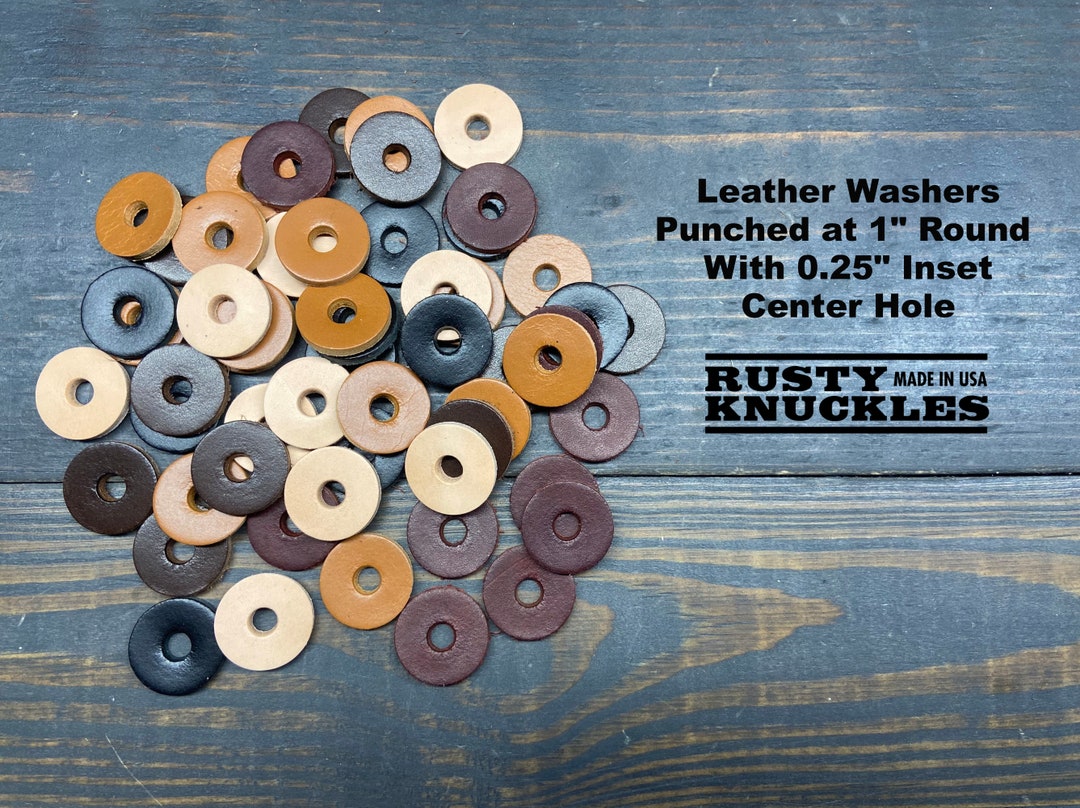 Leather Washers Punched at 1" Inch Round With 1/4" or 0.25" Inset ...