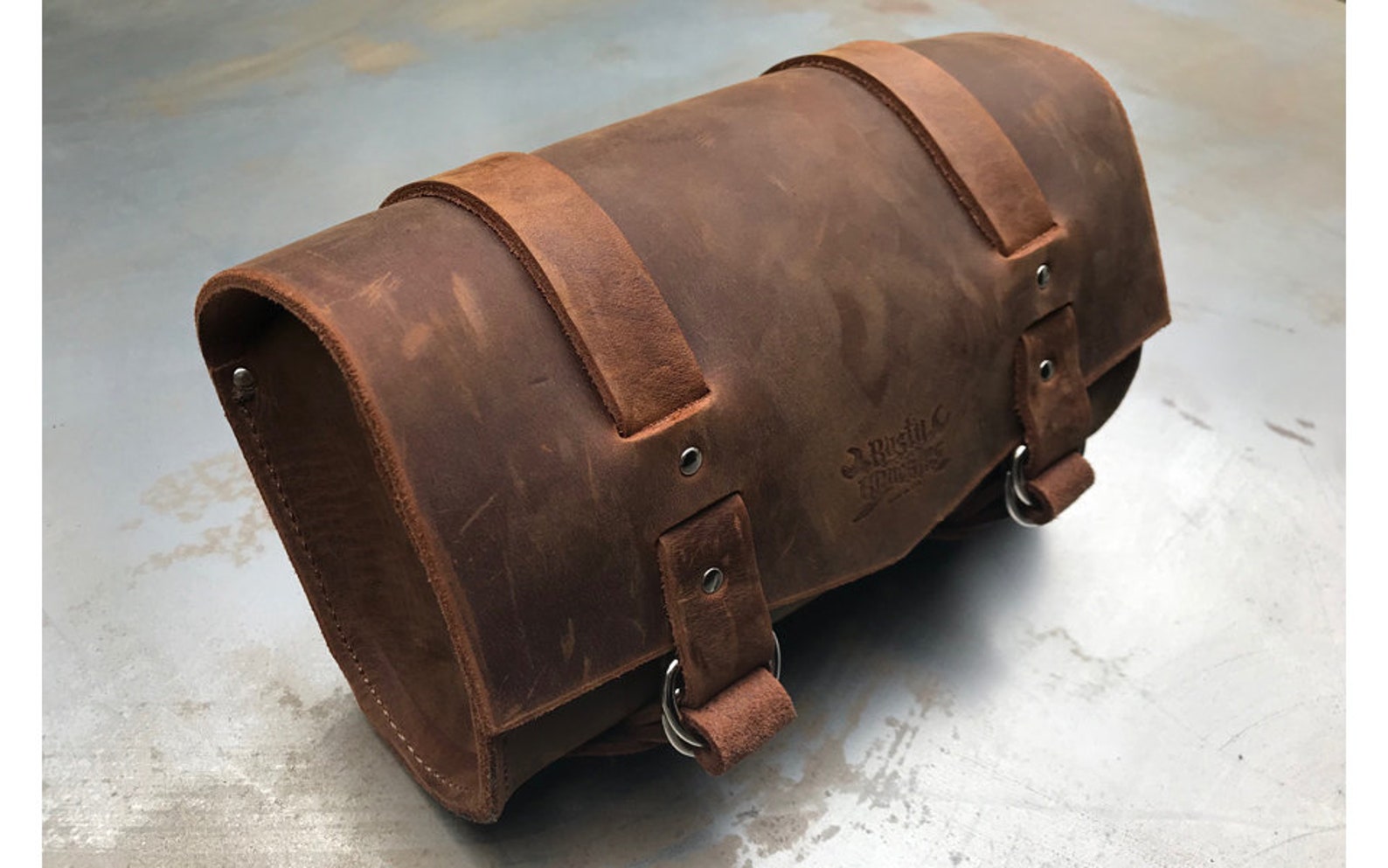 Custom Brown Leather Motorcycle Tool Bag Designed to Be the Perfect ...