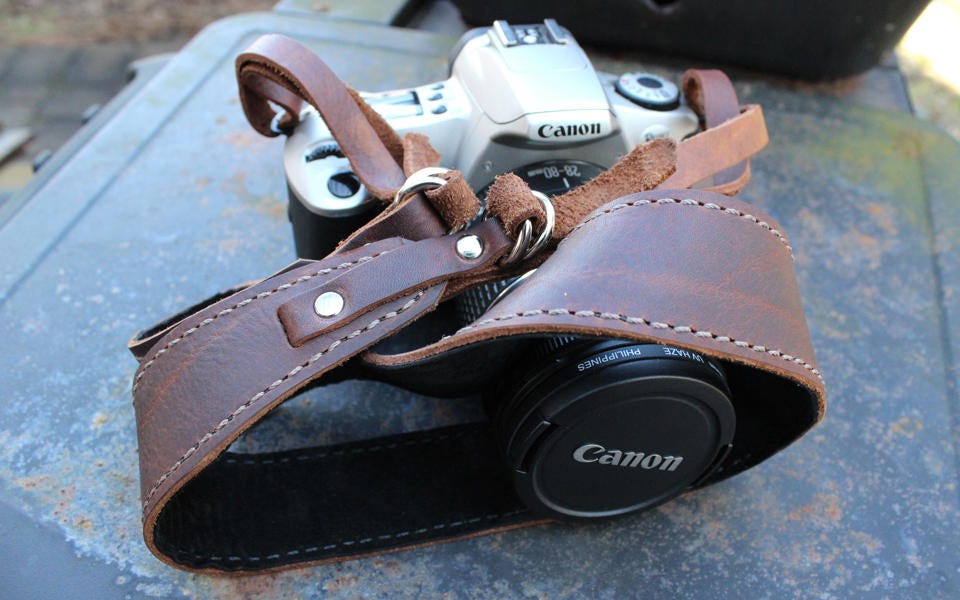 Monogrammed Leather Camera Strap In Kodiak Brown That is | Etsy