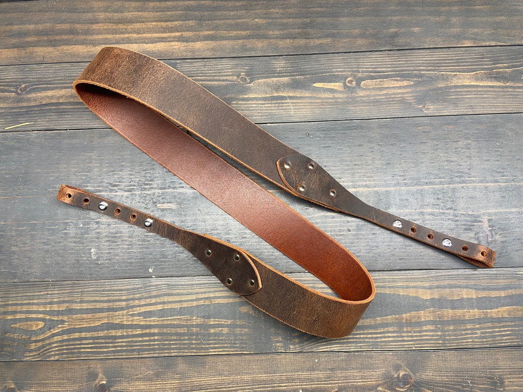 Banjo Strap in Buffalo Brown Leather, Handmade in the USA for the ...
