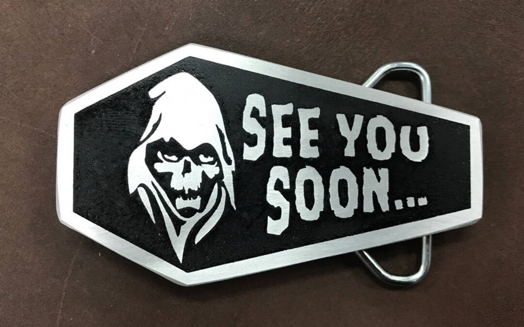 Grim Reaper Metal Belt Buckle | Coffin Belt Buckle | Custom Buckle Made ...