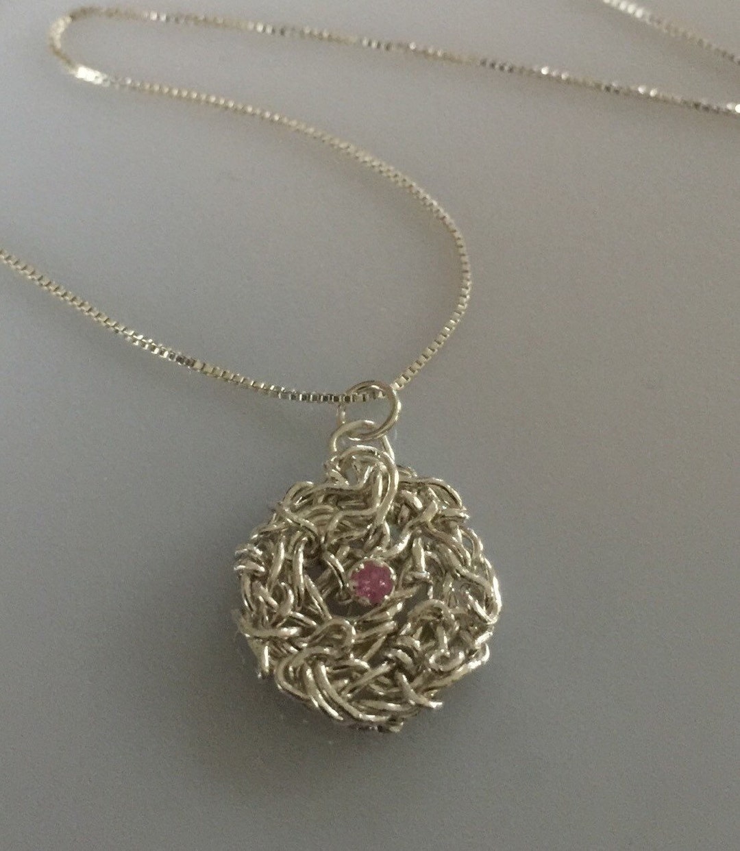Wire Wrapped Sterling Silver Ruby Pendant, Handmade Woven Jewelry - Etsy