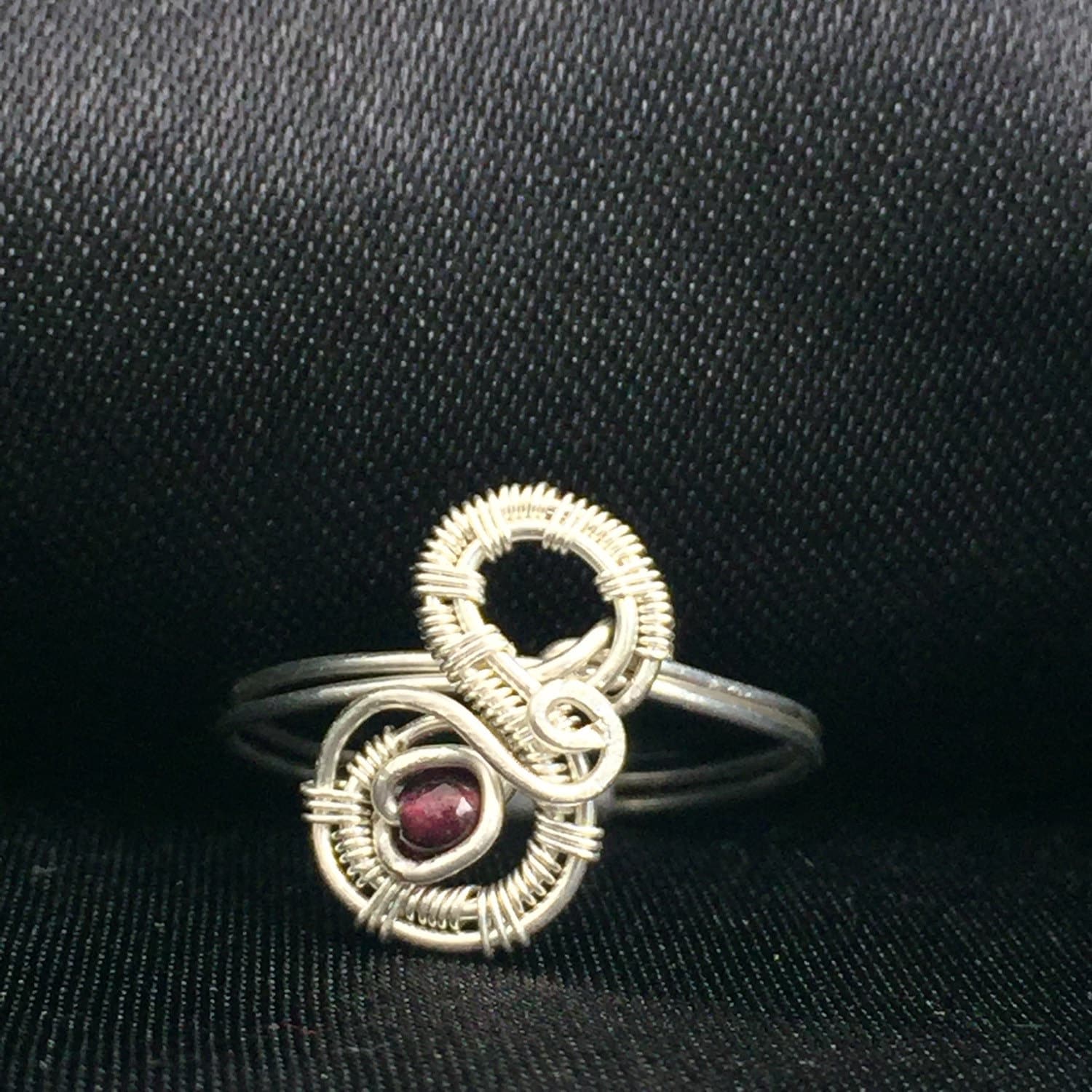 Sterling Silver and Red Garnet Ring Artsy Ring Wire Wrapped - Etsy