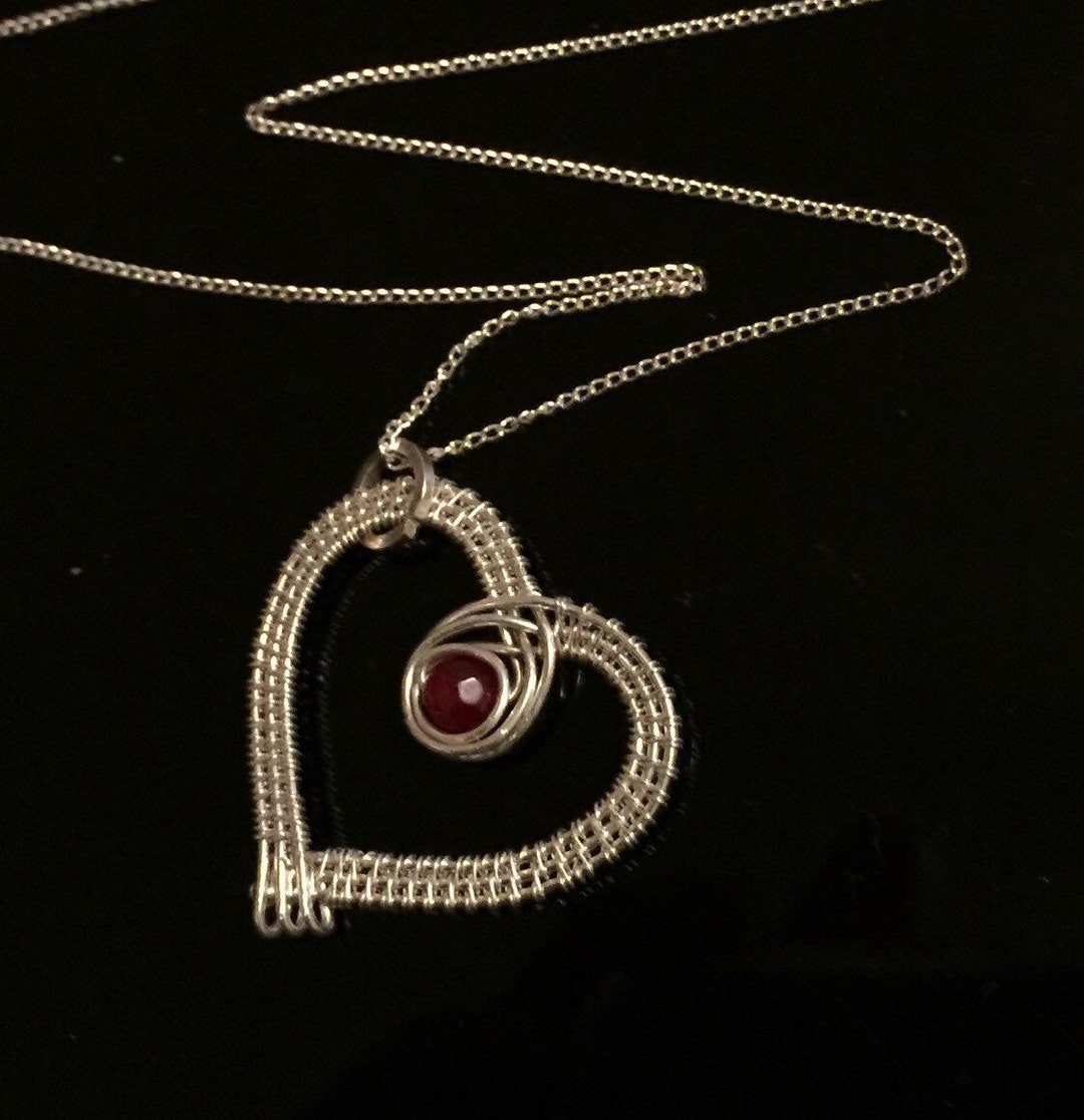 Wire Wrapped Jewelry Handmade, Heart Pendant, Woven Wire Pendant ...