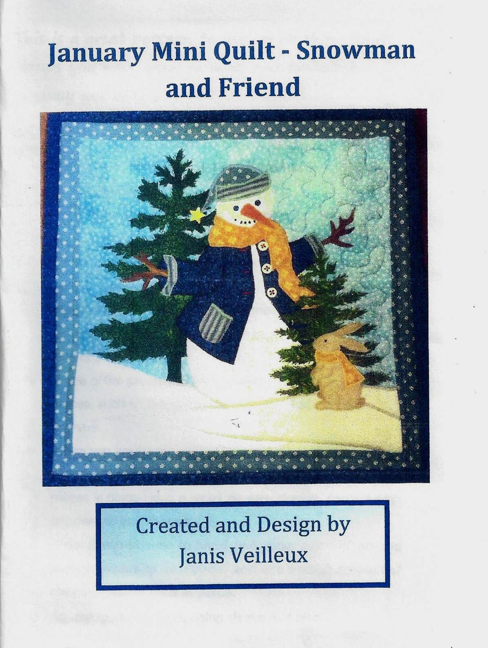 January Mini Quilt Pattern Snowman and Friend - Etsy