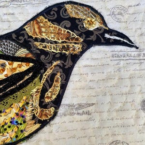 Fabric Art Wall Hanging - Collage Bird - Etsy