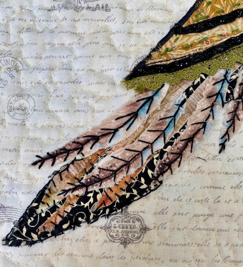 Fabric Art Wall Hanging - Collage Bird - Etsy