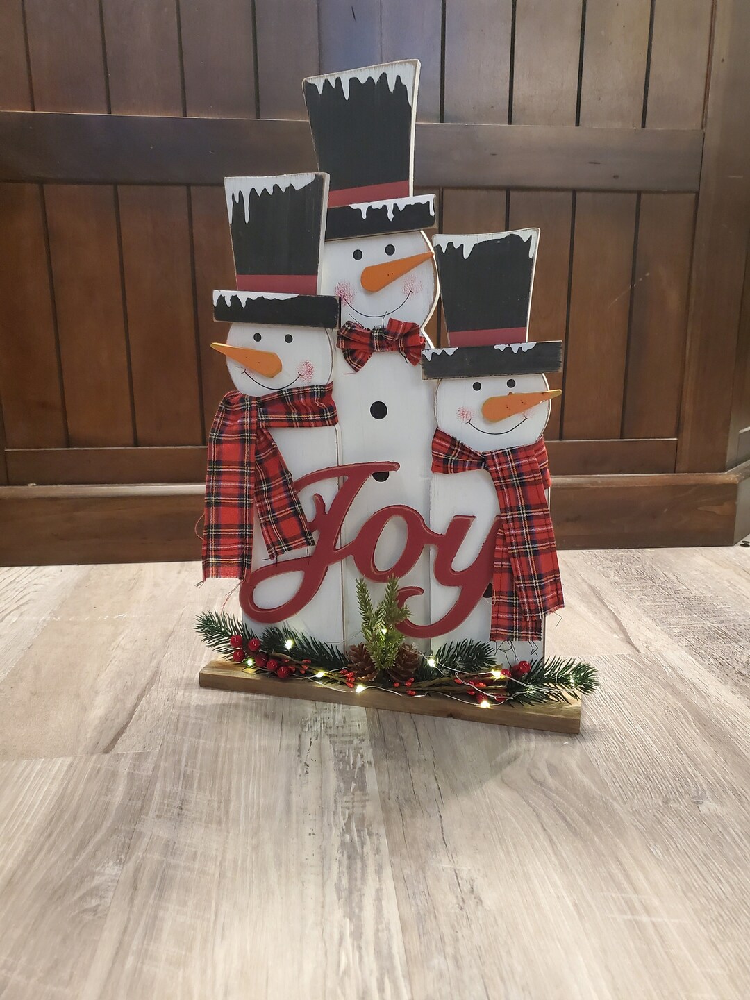 Snowman Family With Lights, Rustic Christmas Porch Decor, Wood Snowmen ...
