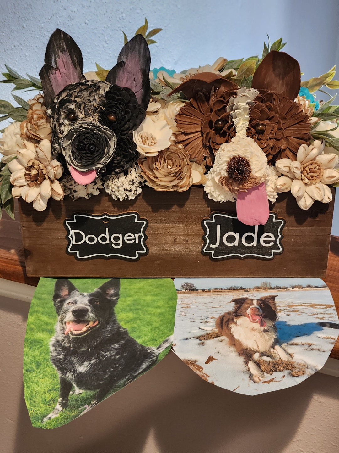Two Dog Bouquet With 2 Dozen Flowers in Shallow Box Crate - Etsy