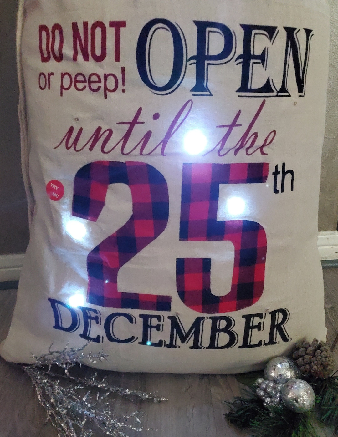 Santa Sack With LED Lights,large Bag to Hold Presents, Personalized ...