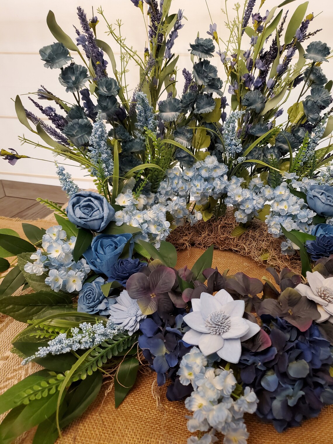 Blue Urn Arrangement Blue Urn Wreath Blue Urn Flowers Blue - Etsy
