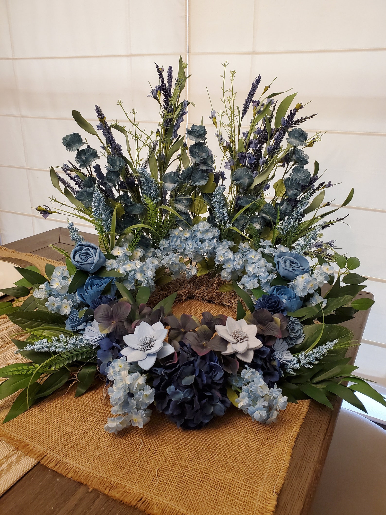 Blue Urn Arrangement Blue Urn Wreath Blue Urn Flowers Blue - Etsy