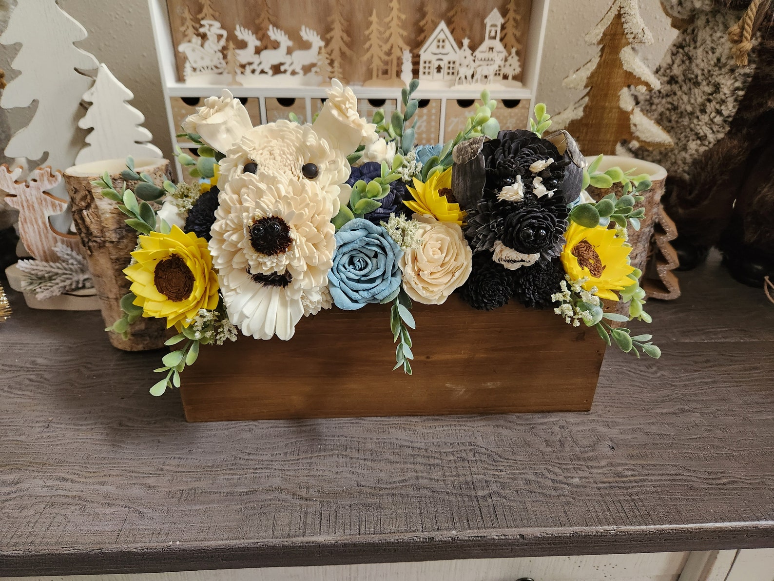 Two Dog Bouquet With 2 Dozen Flowers in Shallow Box Crate - Etsy