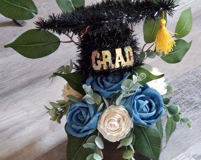 Graduation Gift Grad Arrangement Grad Flowers Blue Flowers for the Grad ...