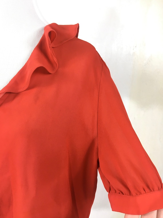 Rust red vintage ruffle collar blouse - Gem
