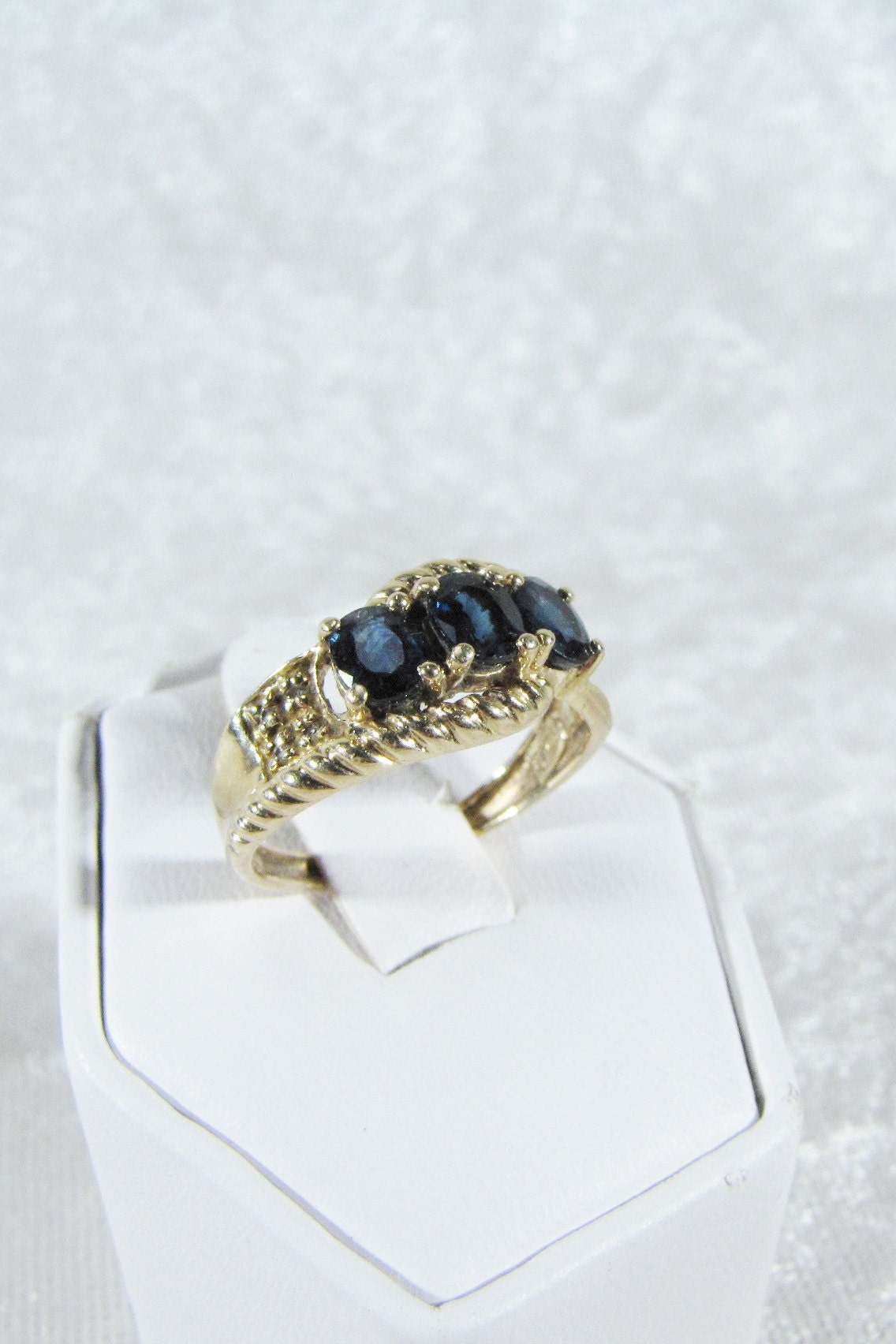 14K Gold and Blue Sapphire Gemstone Ring Womens Blue Stone - Etsy