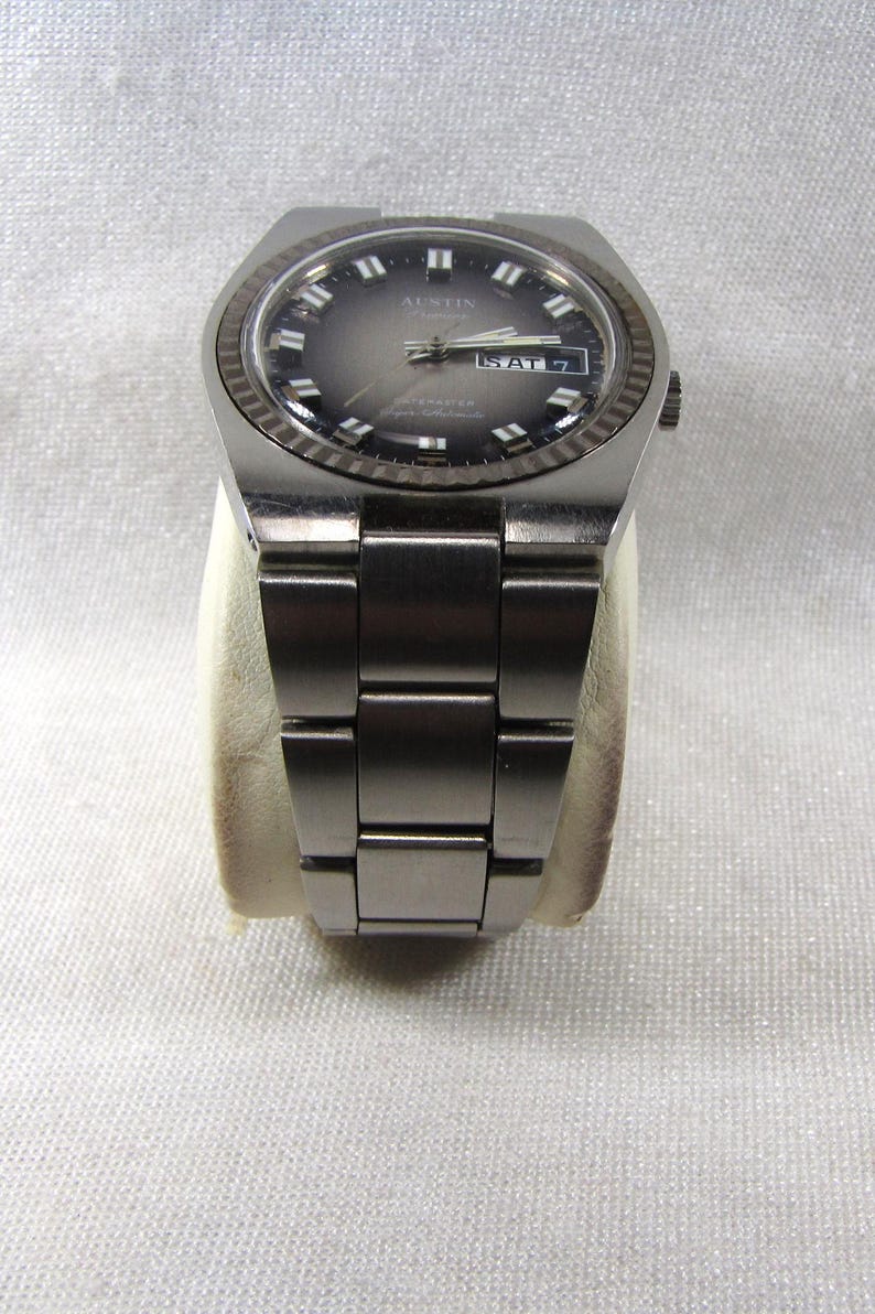 Vintage Mens Austin Premier Automatic Watch: Swiss Movement, Brushed ...